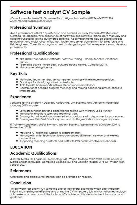 Test Analyst Resume Template Mt Home Arts