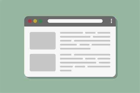 A Simple Vector Illustration Of Web Browser Window With Shadow On A Light Green Background
