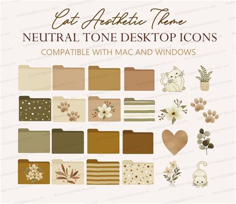 Desktop Icons Desktop Wallpaper Organizer Macbook Folder Etsy Mac Windows Beige Aesthetic Boho