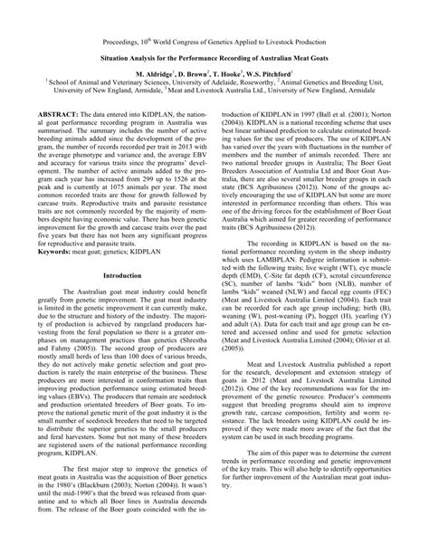 Pdf Situation Analysis For The Performance Recording Of Australian Meat Goats