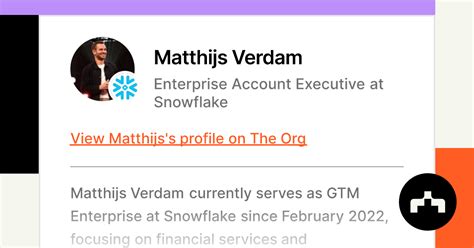 Matthijs Verdam Enterprise Account Executive At Snowflake The Org