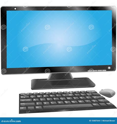 Desktop Pc Computer Monitor Keyboard Labels Mouse Stock Vector