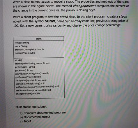 solved write a class named stock to model a stock the
