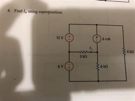 solved 4 find io using superposition 12 v 6 ma 4 k0 3 kn 6