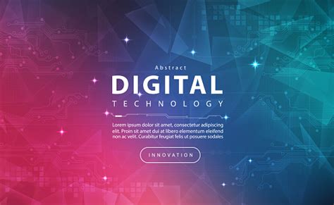 디지털 기술 배너 블루 그린 배경 개념 사이버 보안 기술 추상 핑크 기술 혁신 미래 데이터 인터넷 네트워크 Ai 빅 데이터 라인
