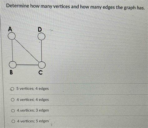 solved determine how many vertices and how many edges the graph has 5