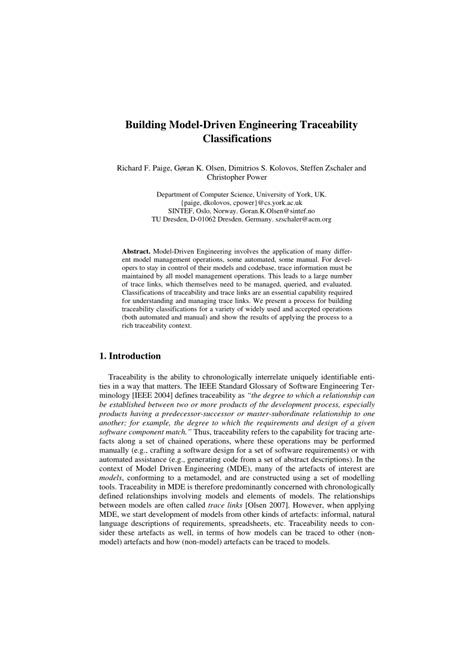 Pdf Building Model Driven Engineering Traceability Classifications