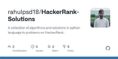 GitHub Rahulpsd HackerRank Solutions A Collection Of Algorithms And Solutions In Python