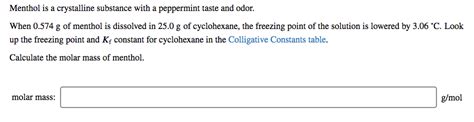 Solved Colligative Constants Constants For Freezing Point