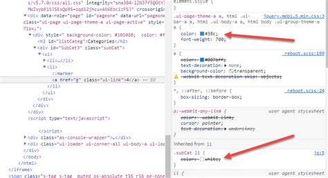 Css Text Color Won T Change On LI Elements Stack Overflow