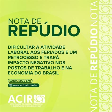 Nota De RepÚdio Dificultar A Atividade Laboral Aos Feriados é Um
