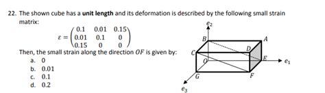 Solved 22 The Shown Cube Has A Unit Length And Its Chegg Com