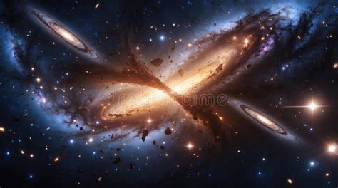 Cosmic Collision Galaxies Colliding In Space Stock Illustration Illustration Of Asteroid