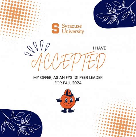 I Am Excited To Share That I Have Accepted The Position As A Peer Leader For Fys 101 During The