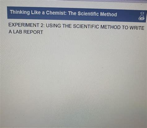 Thinking Like A Chemist The Scientific Method 2