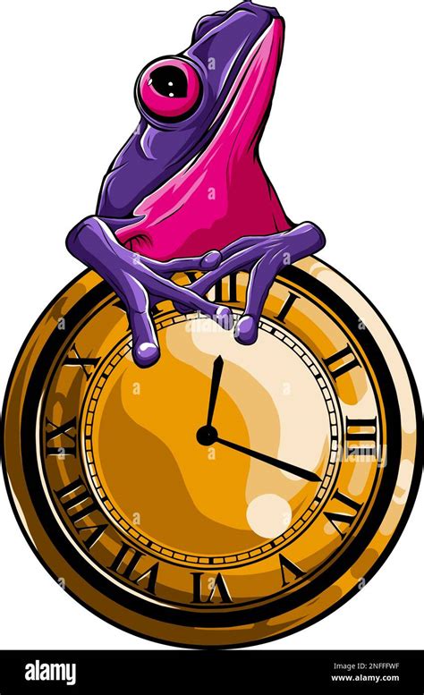 Vector Illustration Of Isolated Frog Clock On White Stock Vector Image Art Alamy