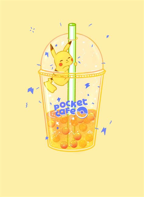 Cute Pokemon Boba Tea Cute Pokemon Pikachu Character Quick Lettering
