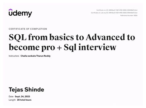 Tejas Shinde On Linkedin Udemy Sql Course Dataanalysis Learning