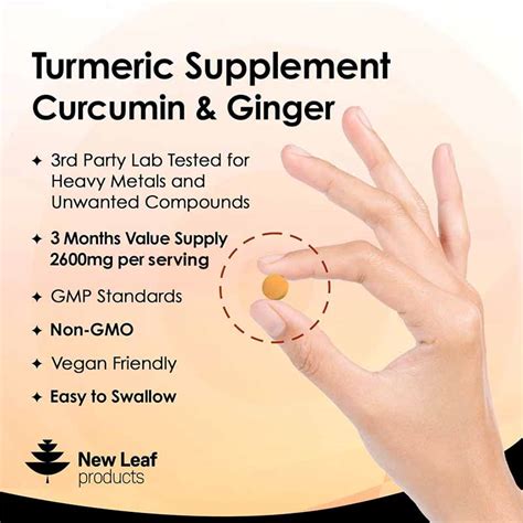 New Leaf Turmeric Curcumin And Ginger 2600mg 180 Tablets Zayaan Wellness