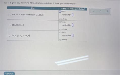 Solved For Each Given Set Determine If The Set Is Finite Or