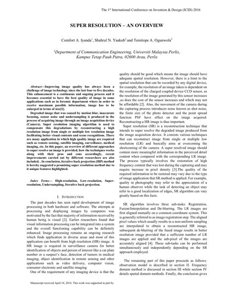 Pdf Super Resolution An Overview