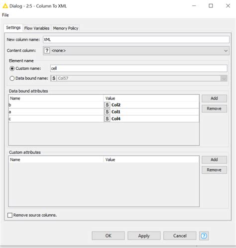 column to xml node output sorting knime analytics platform knime