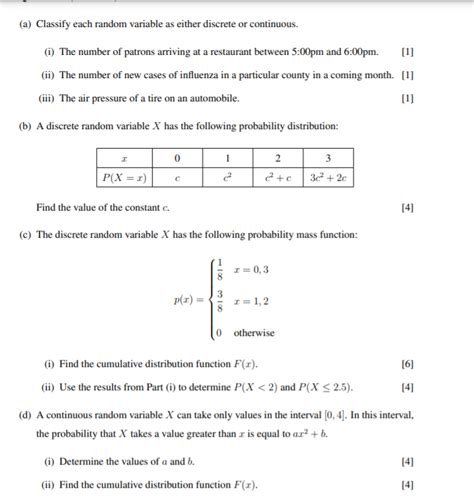 Solved A Classify Each Random Variable As Either Discrete