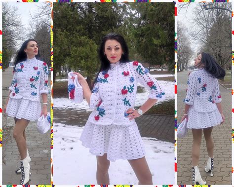 Ръчно плетен на една кука дамски сет от жакет и пола Handmasters Bg