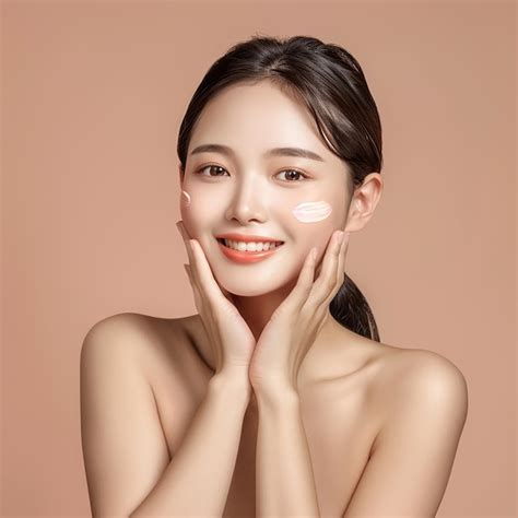 여성이 얼굴을 만지는 3d 렌더링 사진 배경에 고립된 미용 화장품 얼굴 치료 프리미엄 사진