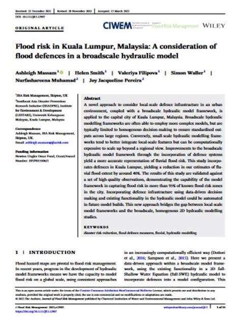 Flood Risk In Kuala Lumpur Malaysia A Consideration Of Flood Defences