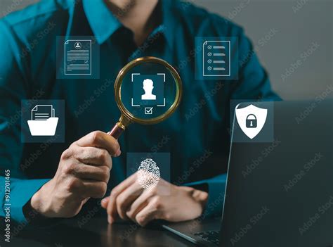 Kyc Businessman Holding Magnifying Glass And Identity Verification Symbol To Increase