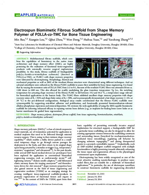 Pdf Electrospun Biomimetic Fibrous Scaffold From Shape Memory Polymer