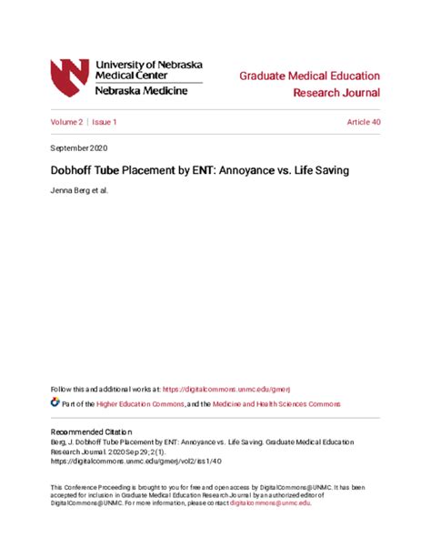 Pdf Dobhoff Tube Placement By Ent Annoyance Vs Life Saving