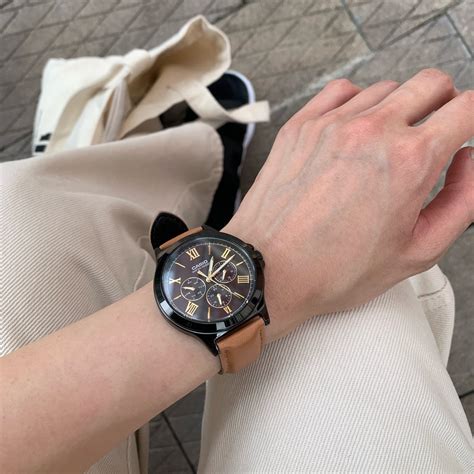 Casio Enticer Brown Leather Mens Watch Mtp V300bl 5a