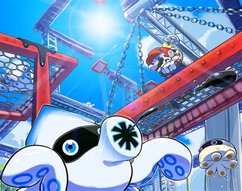 Mario Blooper F L U D D Gooper Blooper And Bloopad Mario And 1 More Drawn By Hoshi Star