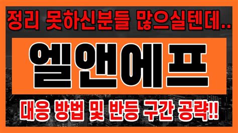 주식 엘앤에프 정리 못하신분들 많으실텐데대응 방법 및 반등 구간 공략 Youtube