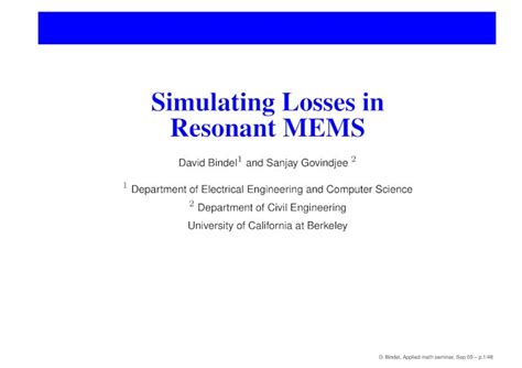Pdf Simulating Losses In Resonant Memsbindelpresent2005 09 Seminarpdfsimulating Losses In