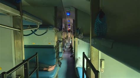 Inside Interior Of A Sleeper Class Coach Of The Indian Railway High Speed Train Without