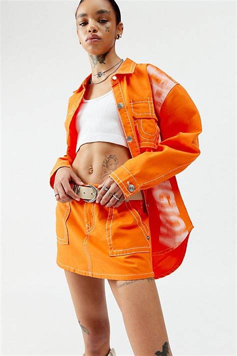 True Religion Sadie Cargo Micro Mini Skirt In Orange Lyst