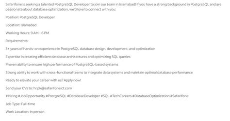 Hiringpostgresqldeveloper Postgresqldeveloper Islamabad Rubab Akhtar