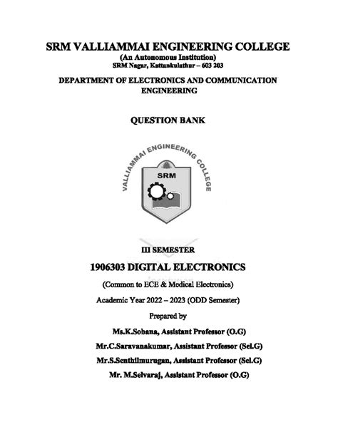 Srm Model Qb Useful For Exam Pre Srm Valliammai Engineering College