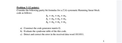 Solved Problem 3 12 Points Consider The Following Parity