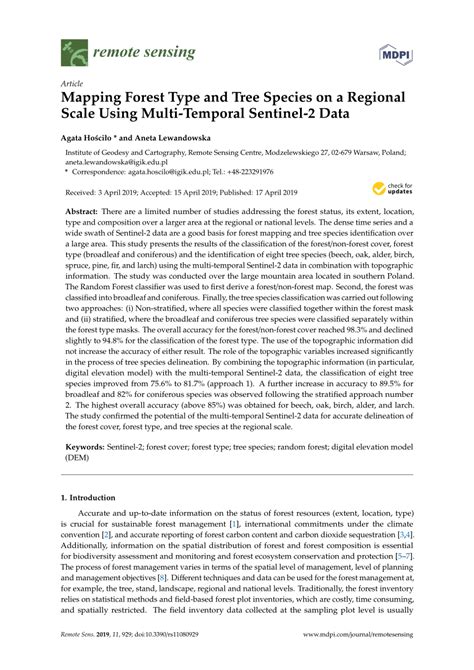 Pdf Mapping Forest Type And Tree Species On A Regional Scale Using