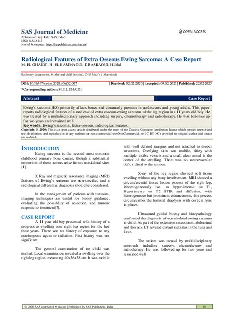 Pdf Radiological Features Of Extra Osseous Ewing Sarcoma A Case Report