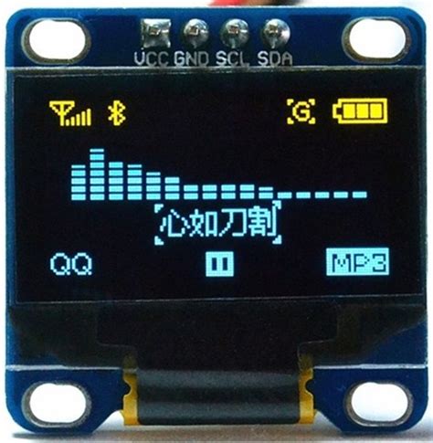 096″ Display Module I2c Ssd1306 Iic Spi Serial 128x64 Oled 4 Pins Gulblå Min Arduino