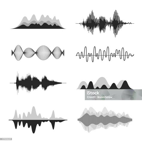 음파 주파수 오디오 파형 음악 파동 Hud 인터페이스 요소 음성 그래프 신호 벡터 오디오 웨이브 세트입니다 개체 그룹에 대한 스톡 벡터 아트 및 기타 이미지 Istock