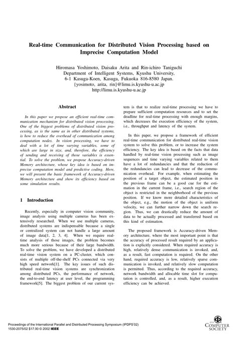 Pdf Real Time Communication For Distributed Vision Processing Based On Imprecise Computation