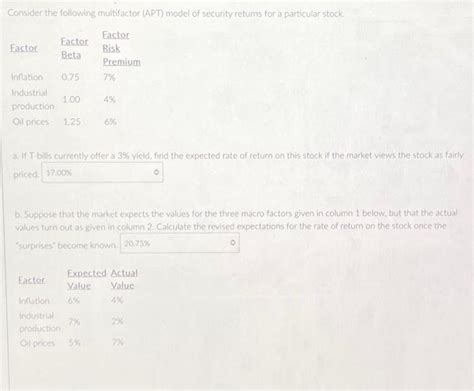 solved consider the following multifactor apt model of