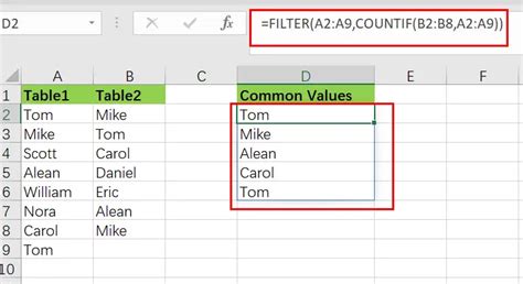 how to extract common values from two columns in excel design talk