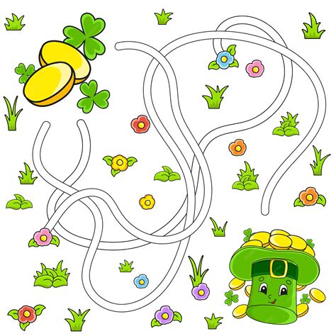 아이들을 위한 재미있는 미로 아이들을 위한 퍼즐 만화 캐릭터 미로 수수께끼 올바른 길 찾기 프리미엄 벡터